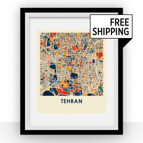 Tehran Map Print Full Color Map Poster - Etsy