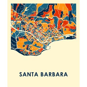 Santa Barbara Map Print - Full Color Map Poster - Etsy
