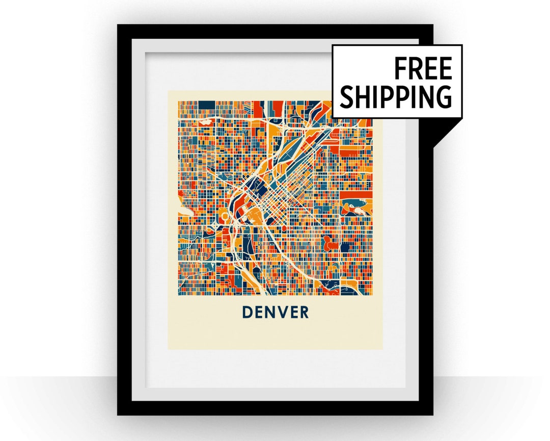 Denver Map Print - Full Color Map Poster - Etsy
