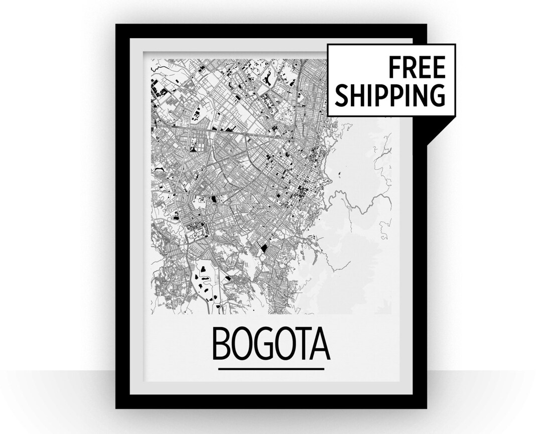Bogota Map Poster - Colombia Map Print - Art Deco Series - Etsy