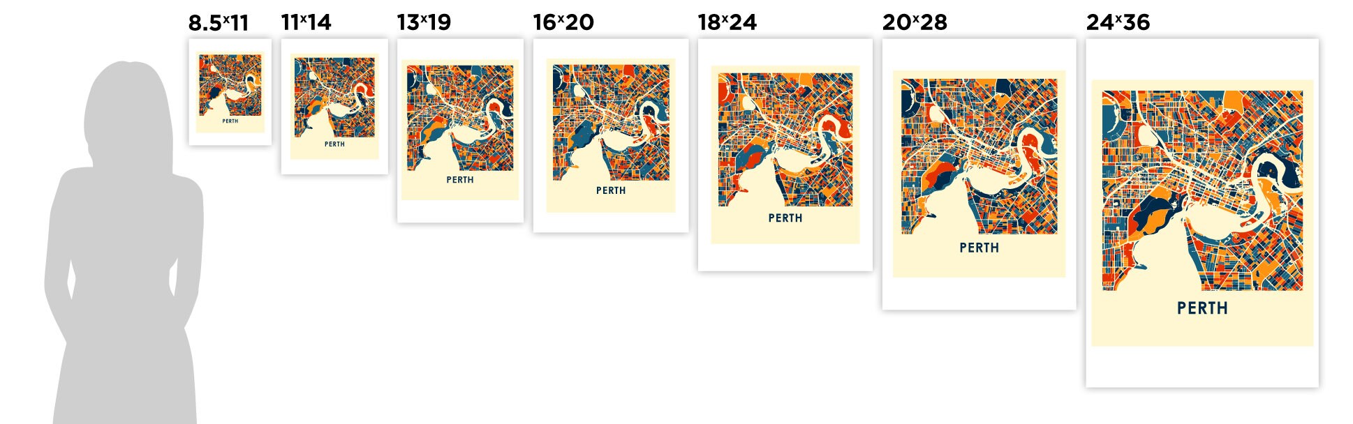 Perth Map Print Full Color Map Poster - Etsy