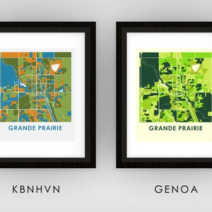 Grande Prairie Alberta Map Print - Full Color Map Poster - Etsy