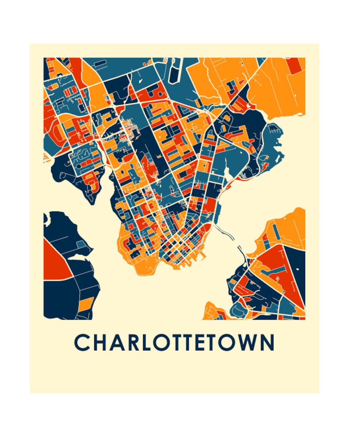 Charlottetown PEI Map Print Full Color Map Poster - Etsy