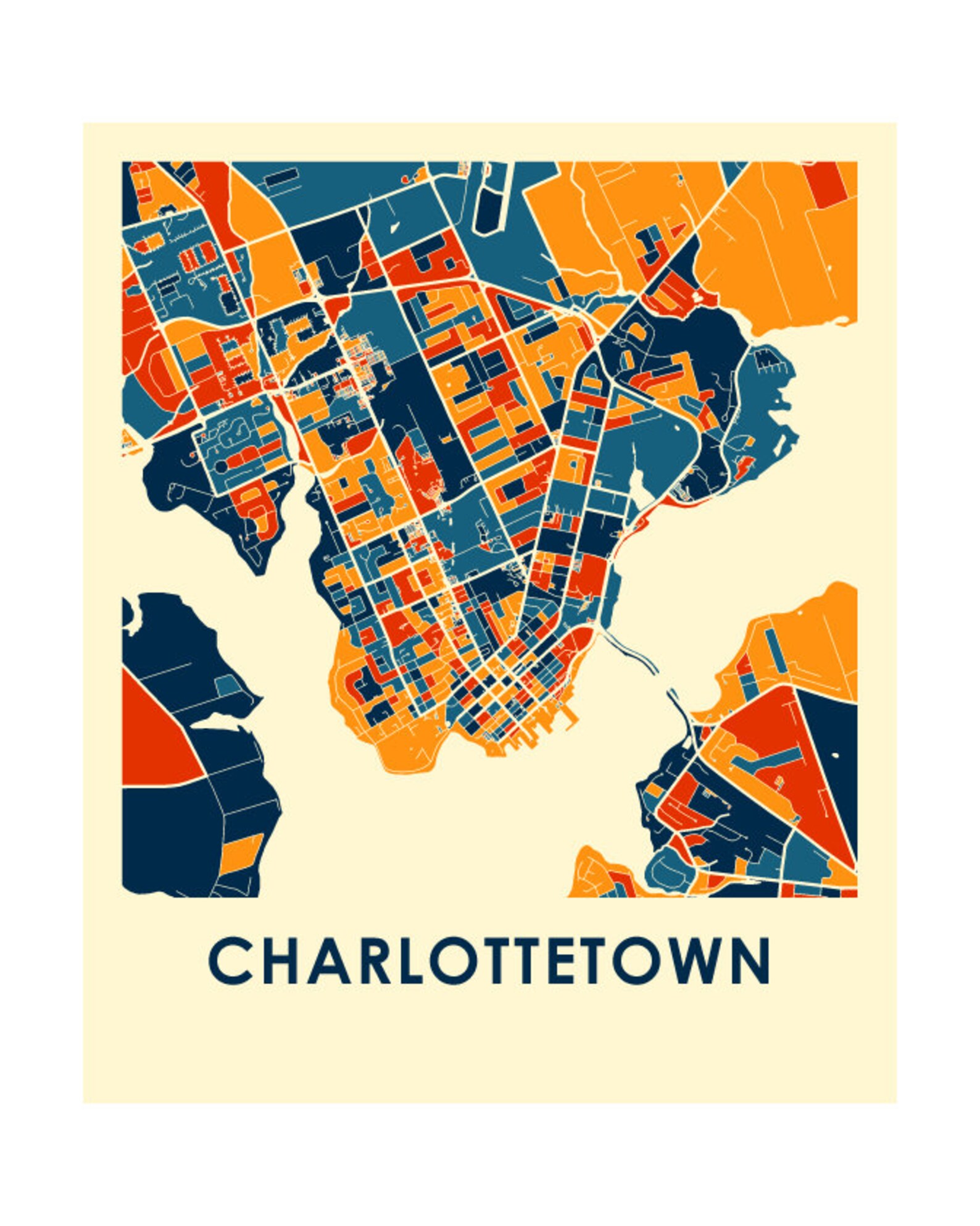 Charlottetown PEI Map Print Full Color Map Poster - Etsy
