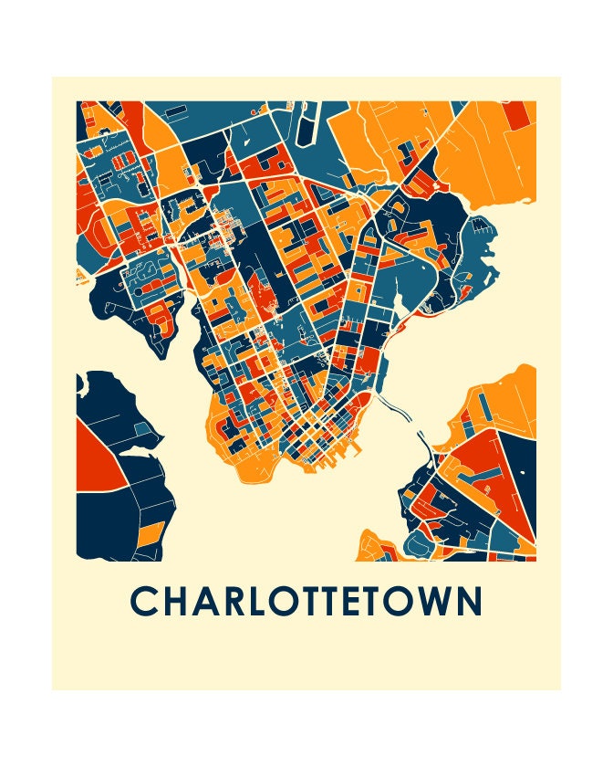 Charlottetown PEI Map Print Full Color Map Poster - Etsy