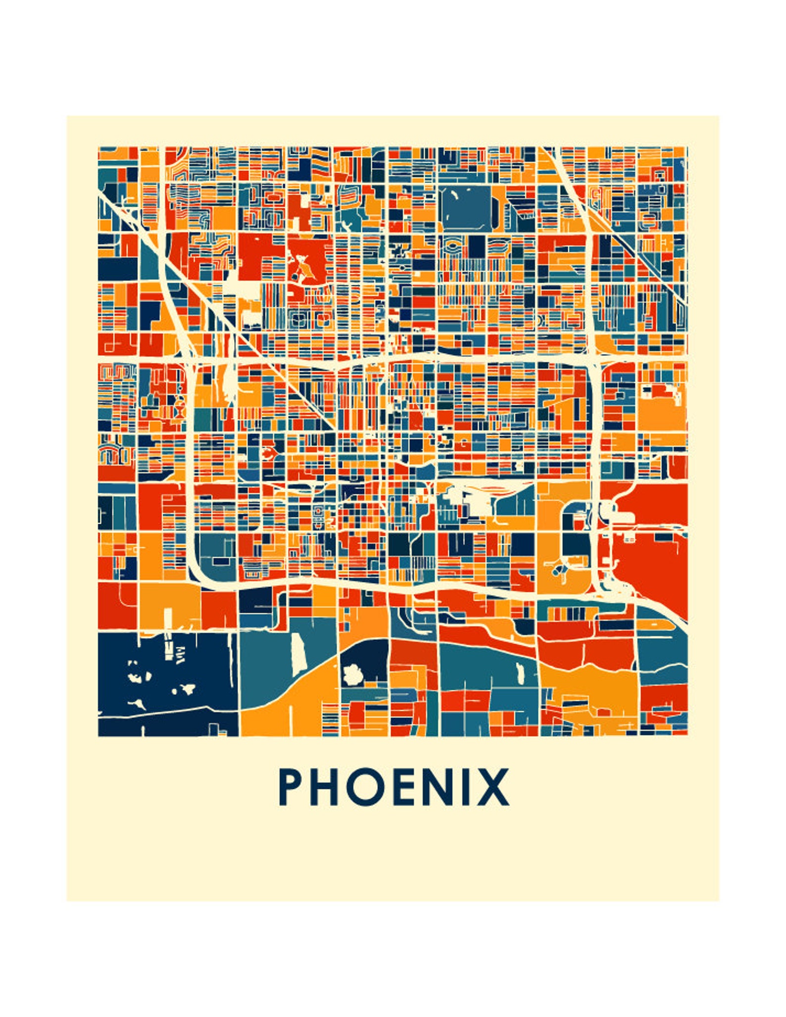 Phoenix Map Print Full Color Map Poster - Etsy