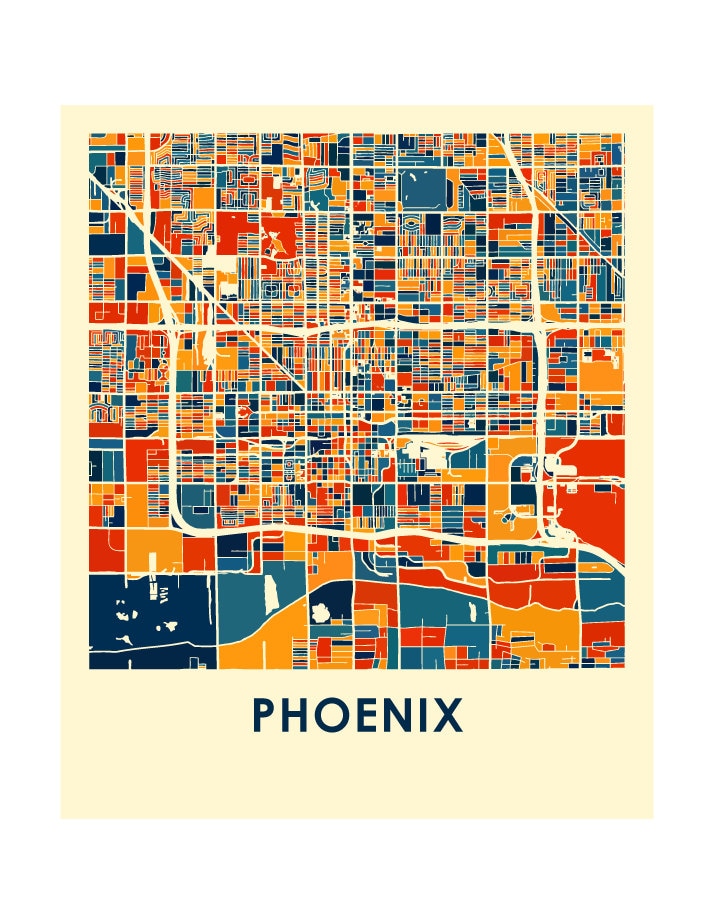 Phoenix Map Print Full Color Map Poster - Etsy