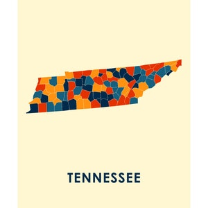 Tennessee Map Print - Full Color Map Poster - Etsy