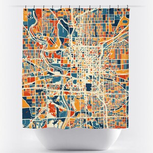 Indianapolis Map Shower Curtain - Usa Shower Curtain - Chroma Series - Etsy