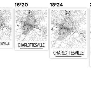 Charlottesville Map Poster - Virginia Map Print - Art Deco Series - Etsy