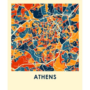 Athens Georgia Map Print - Full Color Map Poster - Etsy