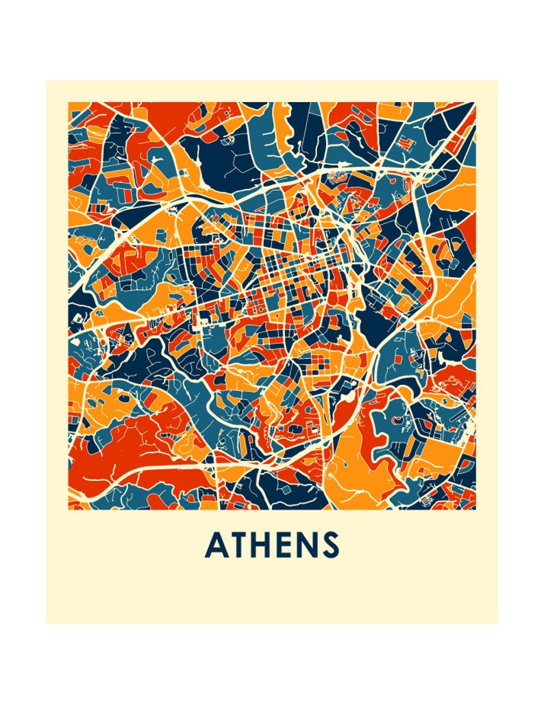 Athens Georgia Map Print Full Color Map Poster - Etsy