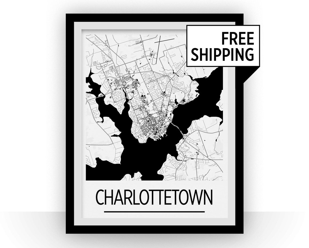 Charlottetown PEI Map Poster - Prince Edward Island Map Print - Art ...