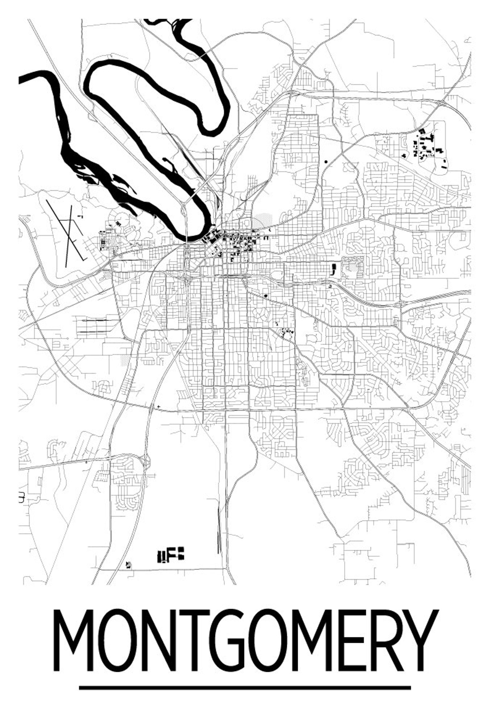 Montgomery Map Poster Usa Map Print Art Deco Series - Etsy