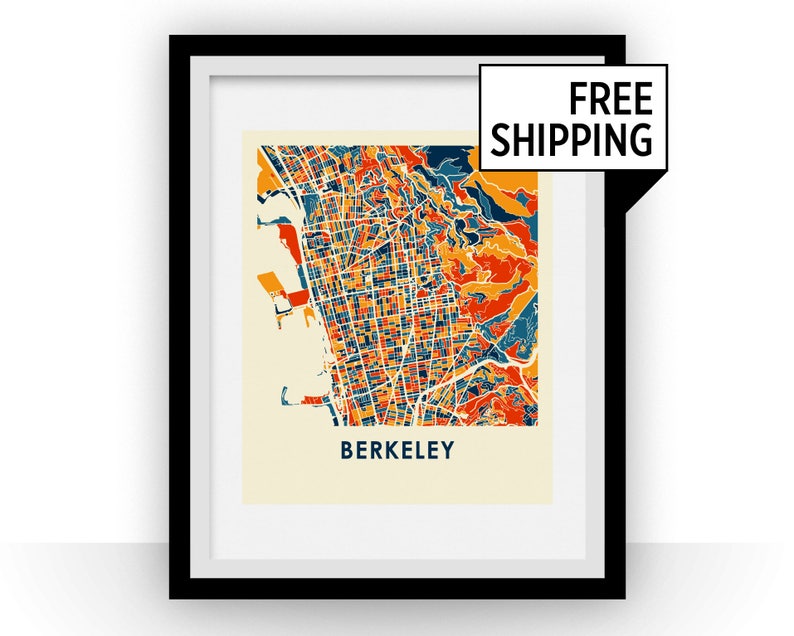 Berkeley Map Print - Full Color Map Poster - Etsy