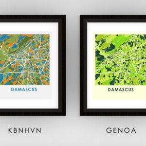 Damascus Map Print - Full Color Map Poster - Etsy
