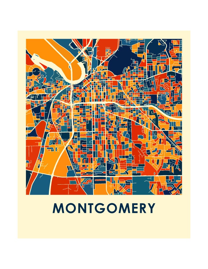 Montgomery Map Print Full Color Map Poster | Etsy
