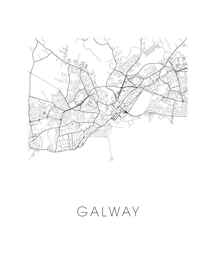 Galway Map Black and White Print Ireland Black and White Map - Etsy Canada