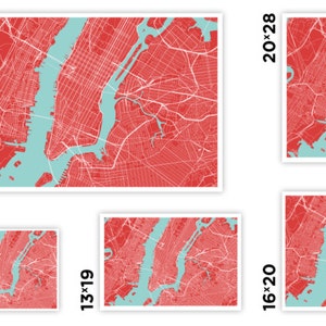 New York Map Print - Choose Your Color - Etsy