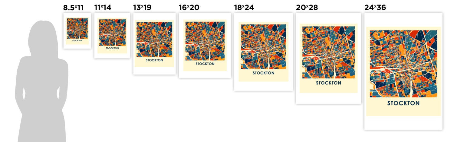 Stockton Map Print Full Color Map Poster - Etsy