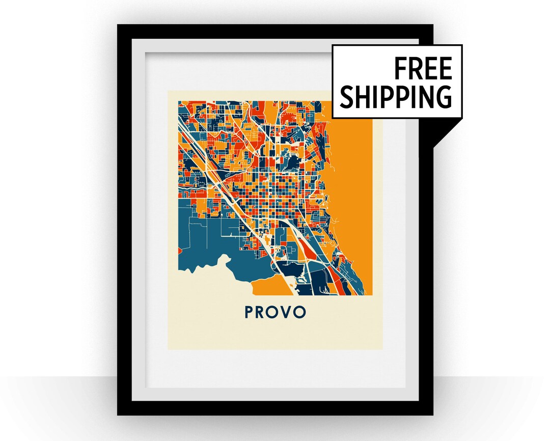 Provo UT Map Print - Full Color Map Poster - Etsy