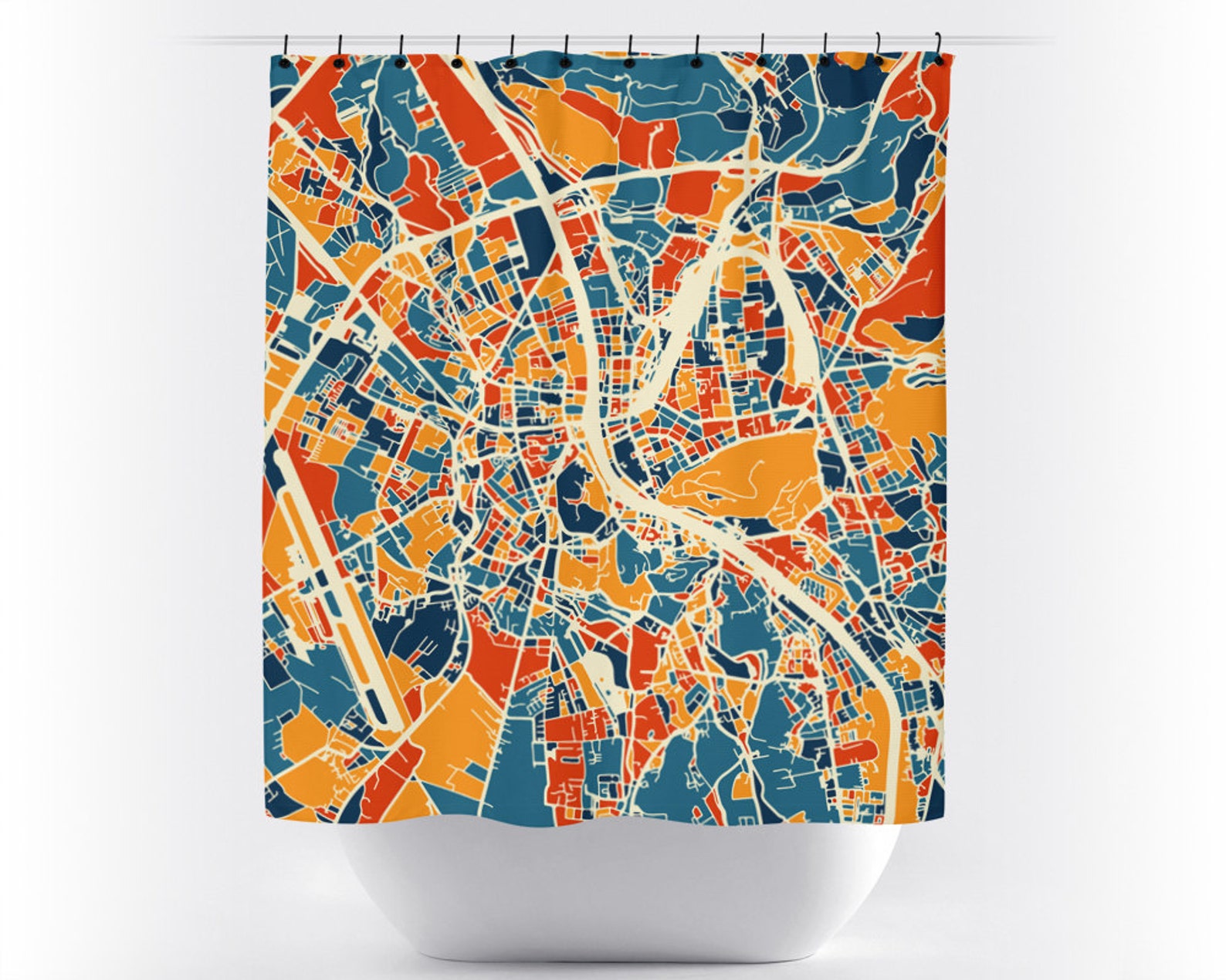 Salzburg Map Shower Curtain - Austria Shower Curtain - Chroma Series - Etsy