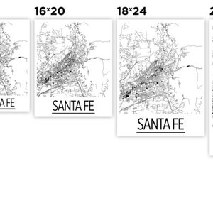 Santa Fe Map Poster - Usa Map Print - Art Deco Series - Etsy