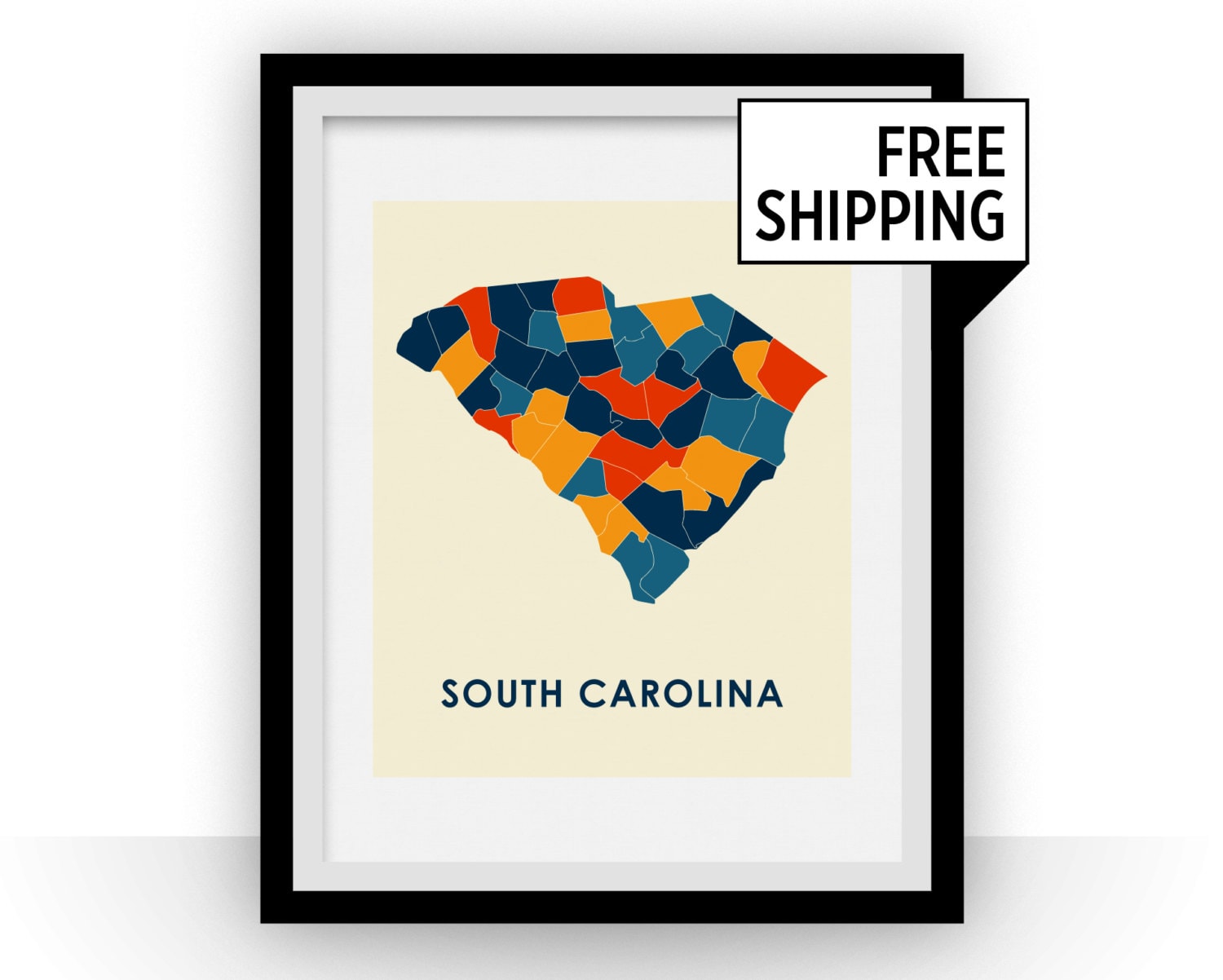 South Carolina Map Print Full Color Map Poster - Etsy