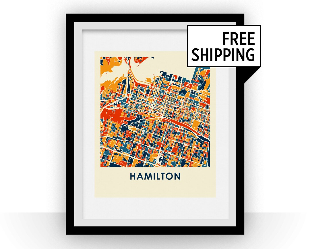 Hamilton Map Print - Full Color Map Poster - Etsy