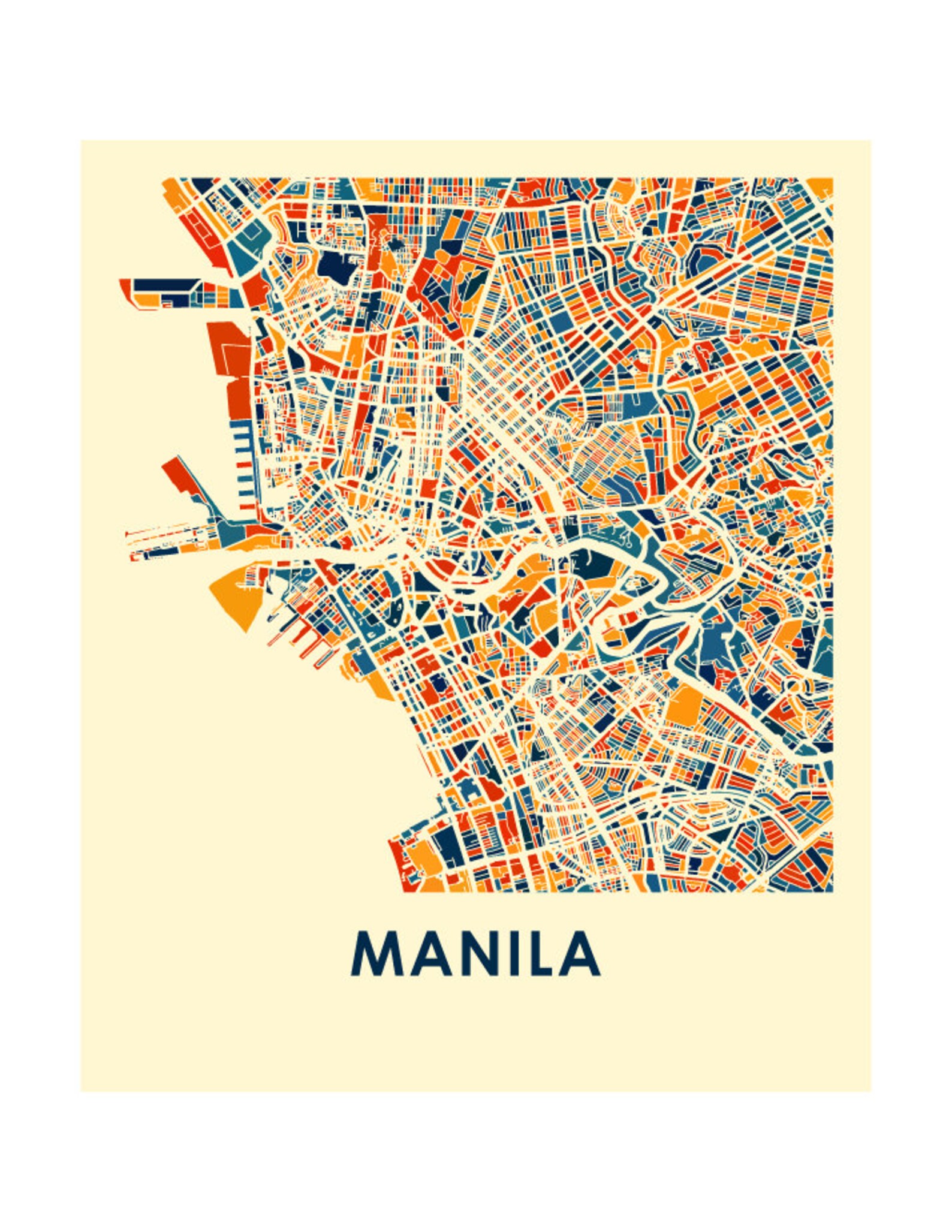 Manila Map Print Full Color Map Poster - Etsy