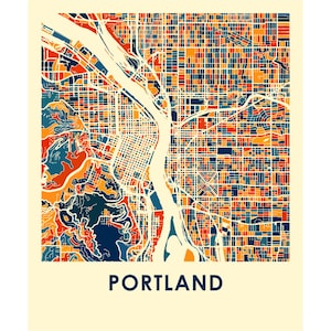 Portland Map Print - Full Color Map Poster - Etsy