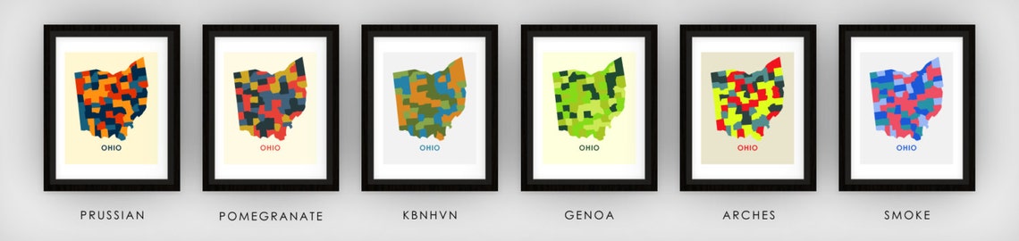 Ohio Map Print Full Color Map Poster | Etsy