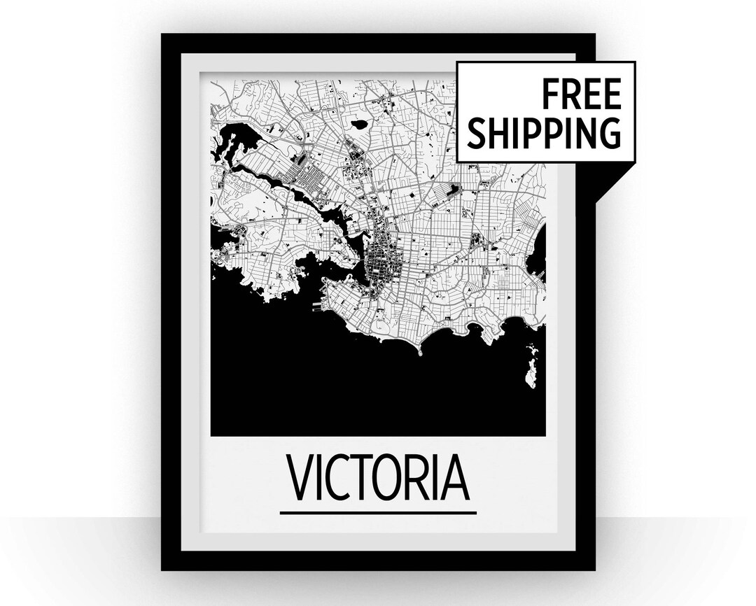 Victoria Map Poster - BC Map Print - Art Deco Series - Etsy