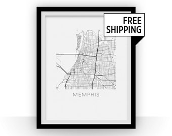 Memphis Map Print Full Color Map Poster | Etsy