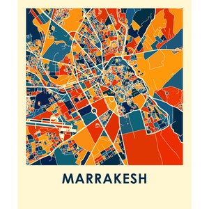 Marrakesh Map Print - Full Color Map Poster - Etsy