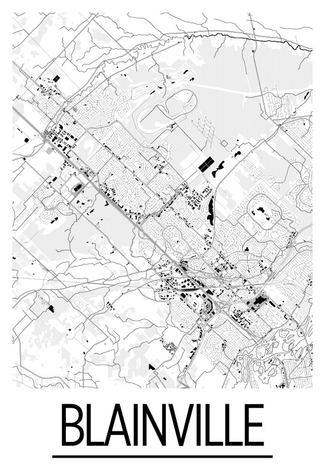 Blainville Quebec Map Poster Quebec Map Print Art Deco - Etsy