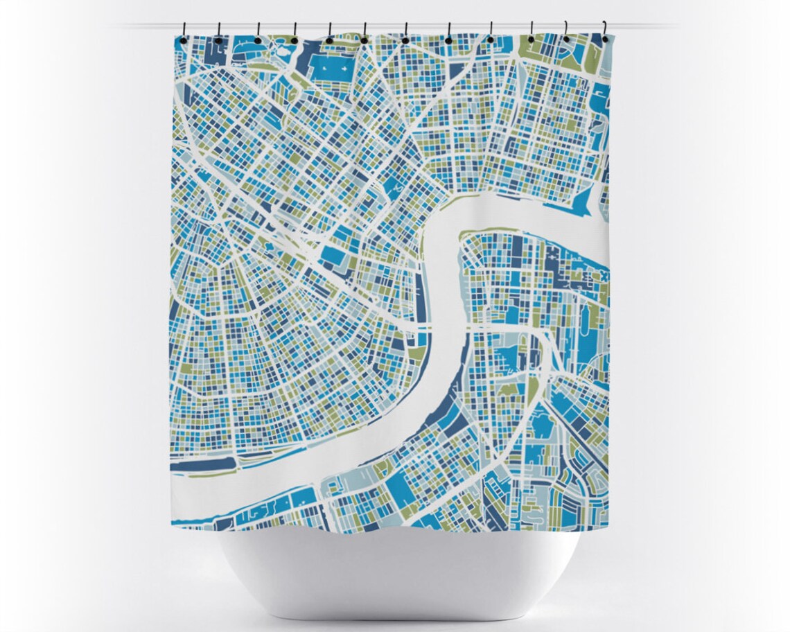 New Orleans Map Shower Curtain - Usa Shower Curtain - Chroma Series - Etsy