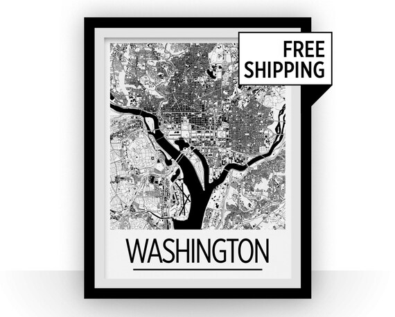 Washington Map Poster Usa Map Print Art Deco Series | Etsy
