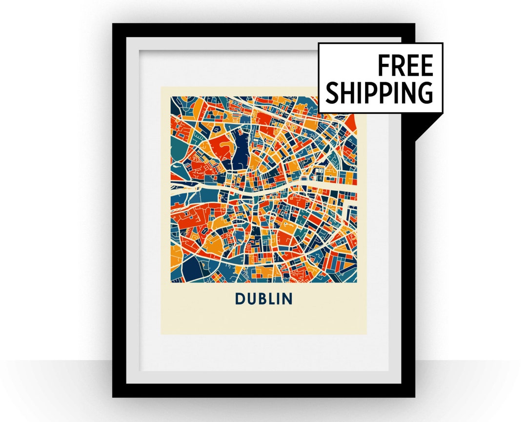 Dublin Map Print - Full Color Map Poster - Etsy