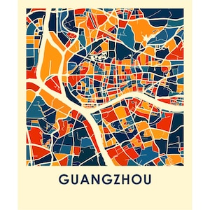 Guangzhou Map Print - Full Color Map Poster - Etsy