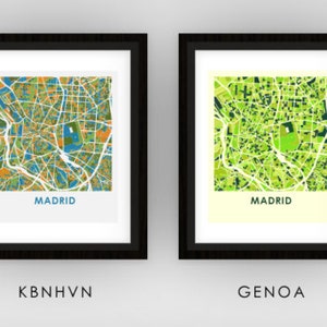 Madrid Map Print - Full Color Map Poster - Etsy