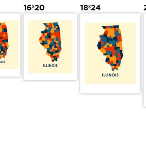 Illinois Map Print - Full Color Map Poster - Etsy