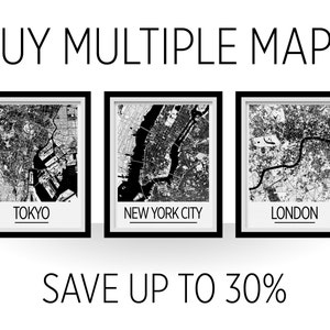Multiple Maps Poster Set - Save up to 30% - Choose Any City in the ...