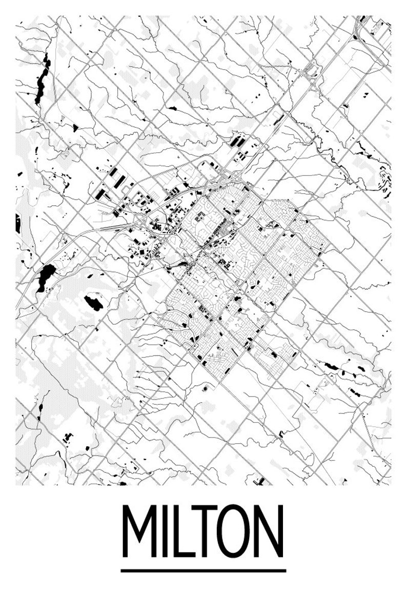Milton Ontario Map Poster Ontario Map Print Art Deco - Etsy