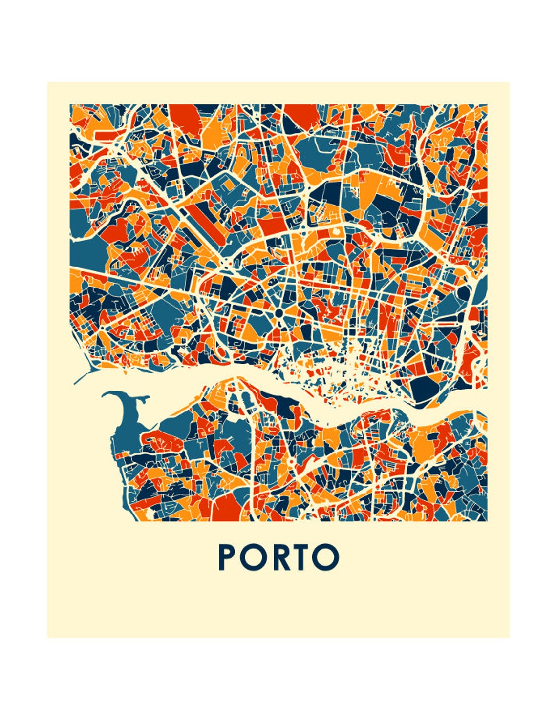 Porto Map Print Full Color Map Poster - Etsy