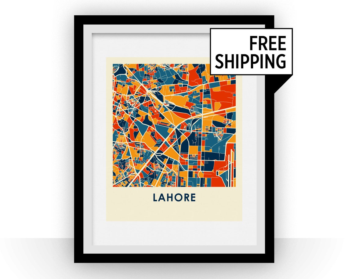 Lahore Map Print Full Color Map Poster - Etsy
