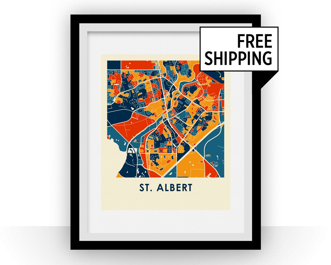 St Albert Alberta Map Print - Full Color Map Poster - Etsy