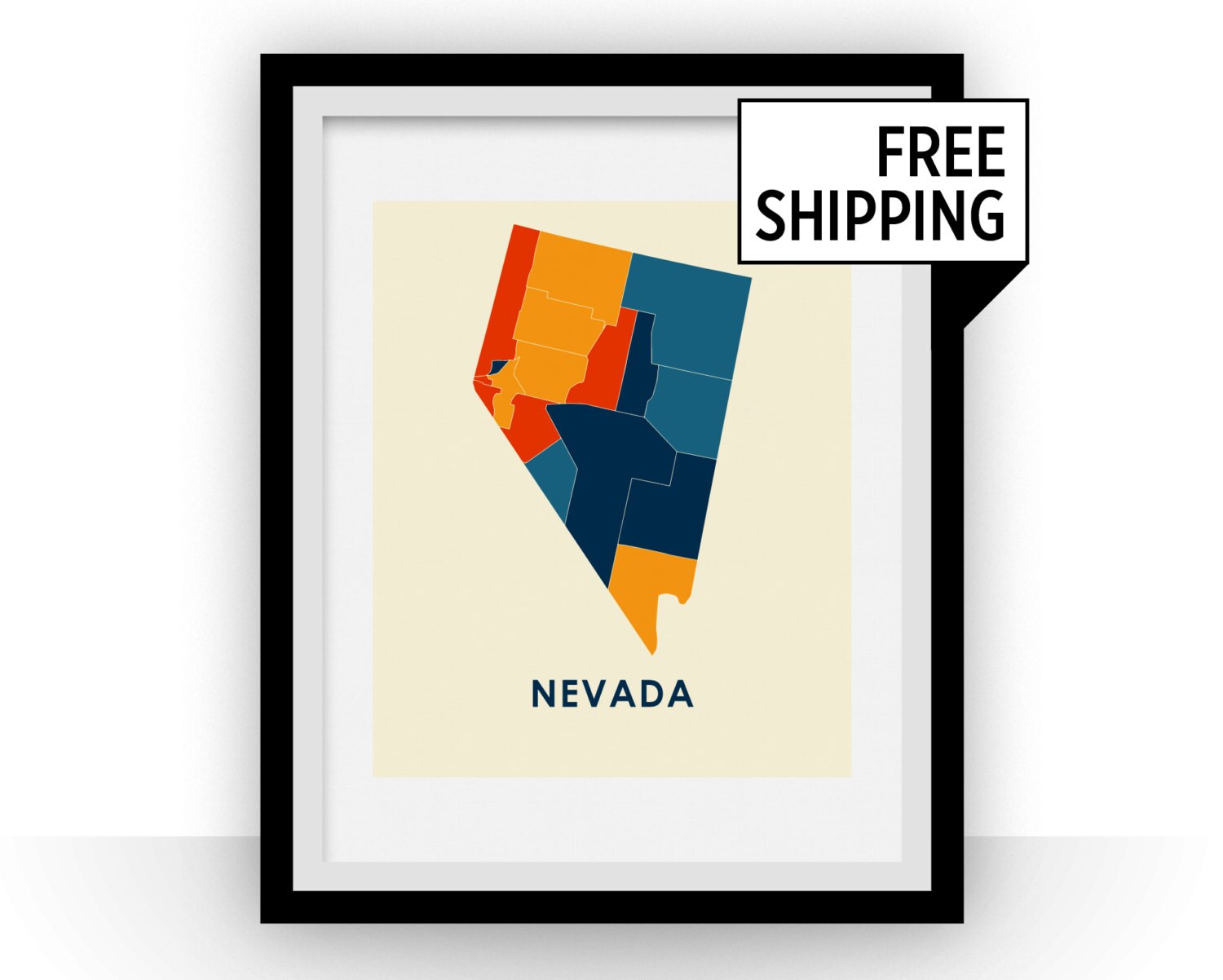 Nevada Map Print Full Color Map Poster | Etsy