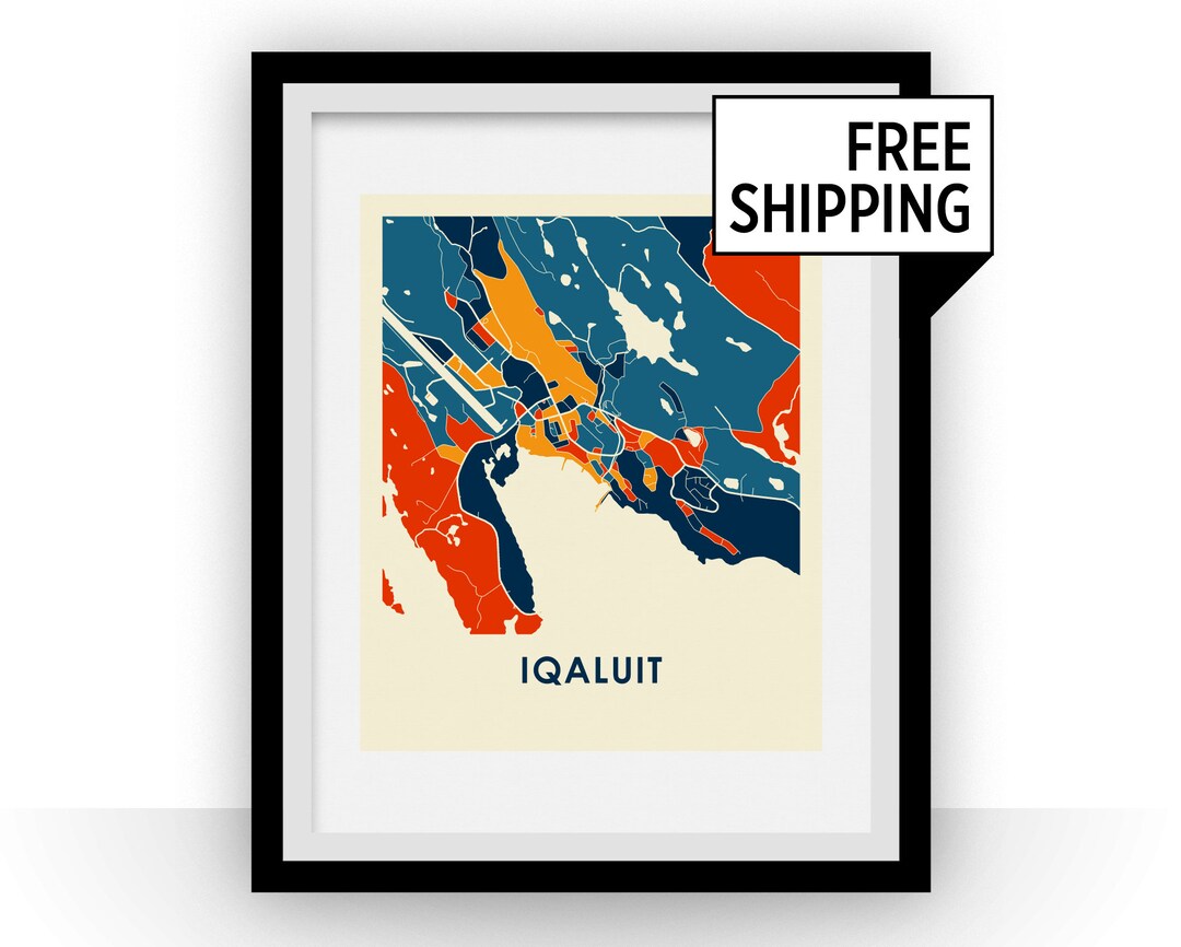 Iqaluit Map Print - Full Color Map Poster - Etsy