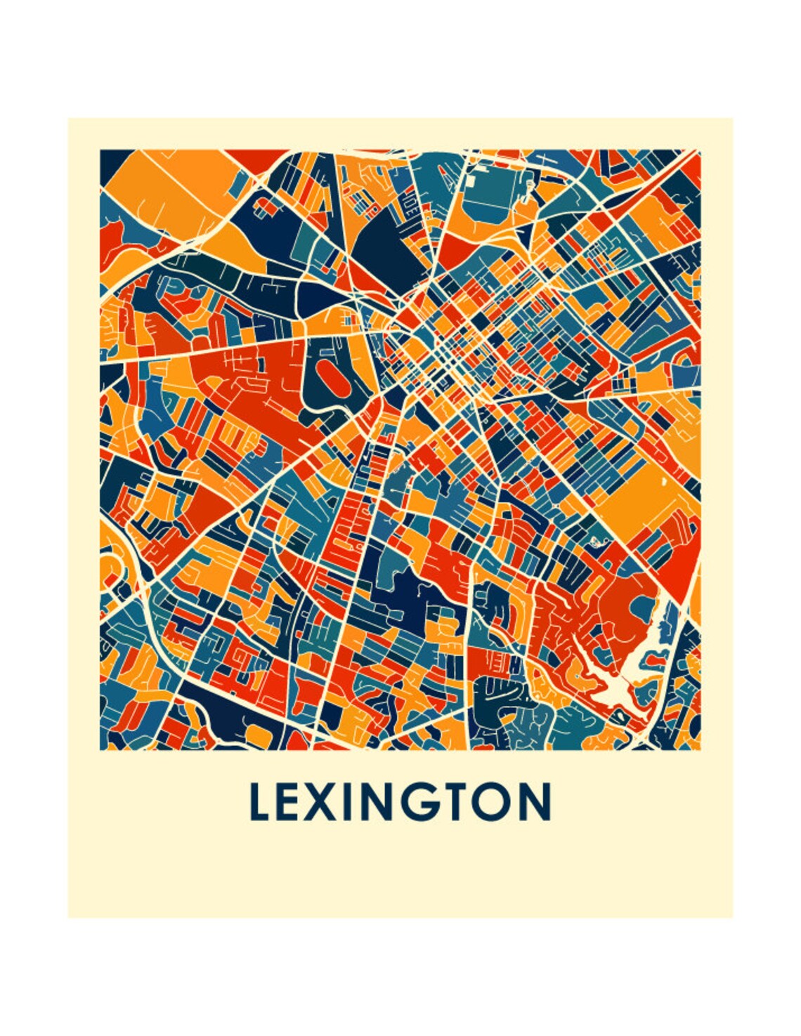 Lexington Map Print Full Color Map Poster | Etsy